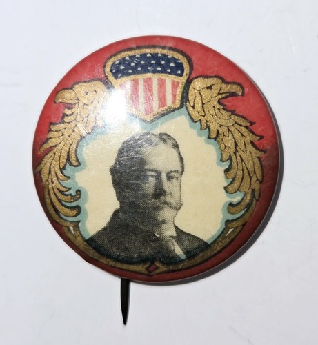 1908 William Taft Colorful Campaign Pinback Pin Eagle Shield | eBay