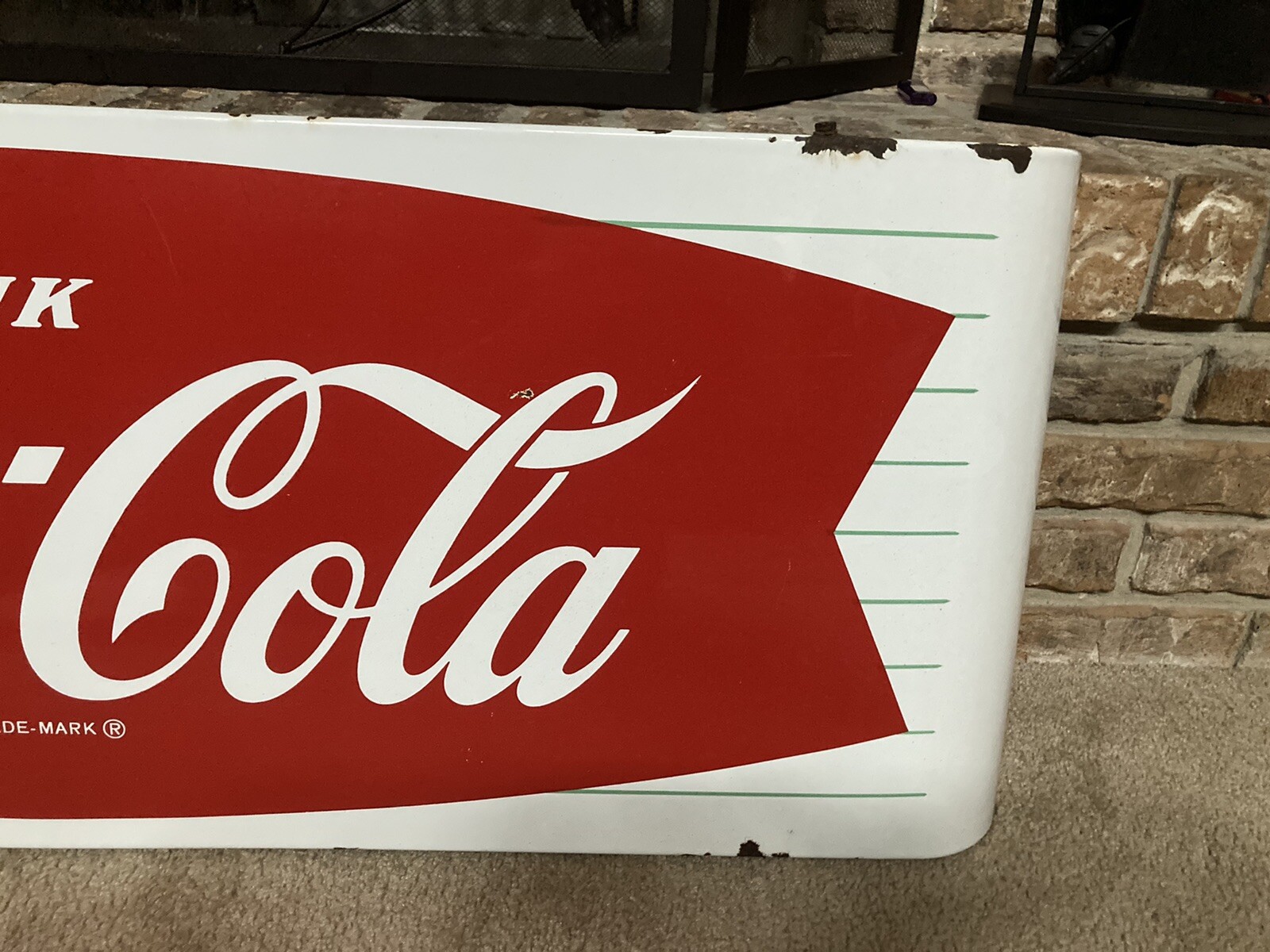 VINTAGE 1950'S DRINK COCA COLA COKE PORCELAIN SLED SIGN ORIGINAL ...