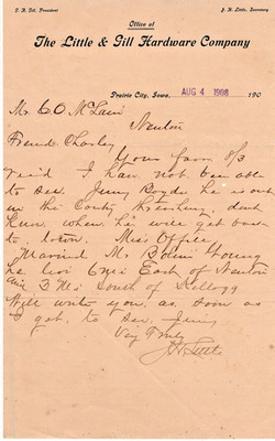 1908 Little & Gill Hardware Company Letterhead Prairie City Iowa Hand Signed | eBay