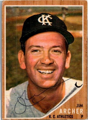 1962 -Jim Archer- Topps Autograph/Signed/Auto Baseball Card #433 ...