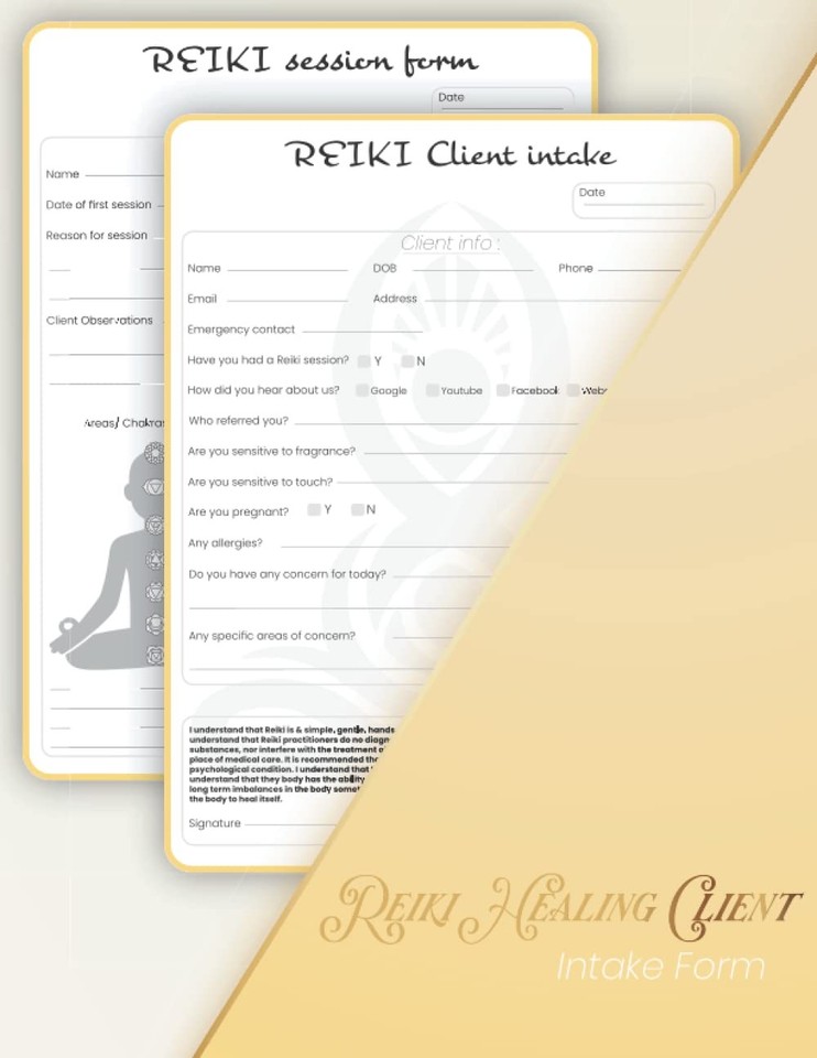 Reiki Healing Client Intake and Session Forms: eiki Forms, Chakra ...