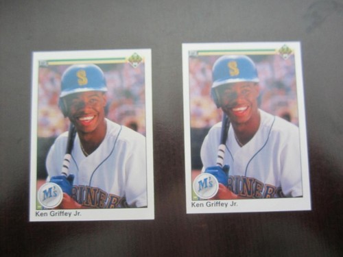 1990 UPPER DECK KEN GRIFFEY Jr. 2 ERROR CARDS 1-NO COPYRIGHT & BOTH MIS ...