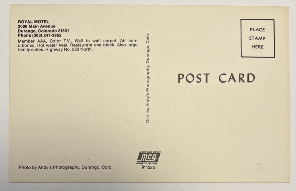 Royal Motel, Durango, Colorado, CO Vintage Postcard | eBay
