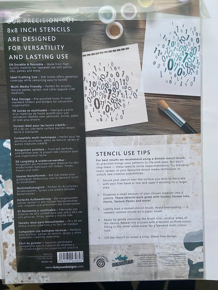 2 X 8X8 COSMIC SHIMMER ANDY SKINNER STENCILS - BINARY & PEBBLE MOSAIC ...