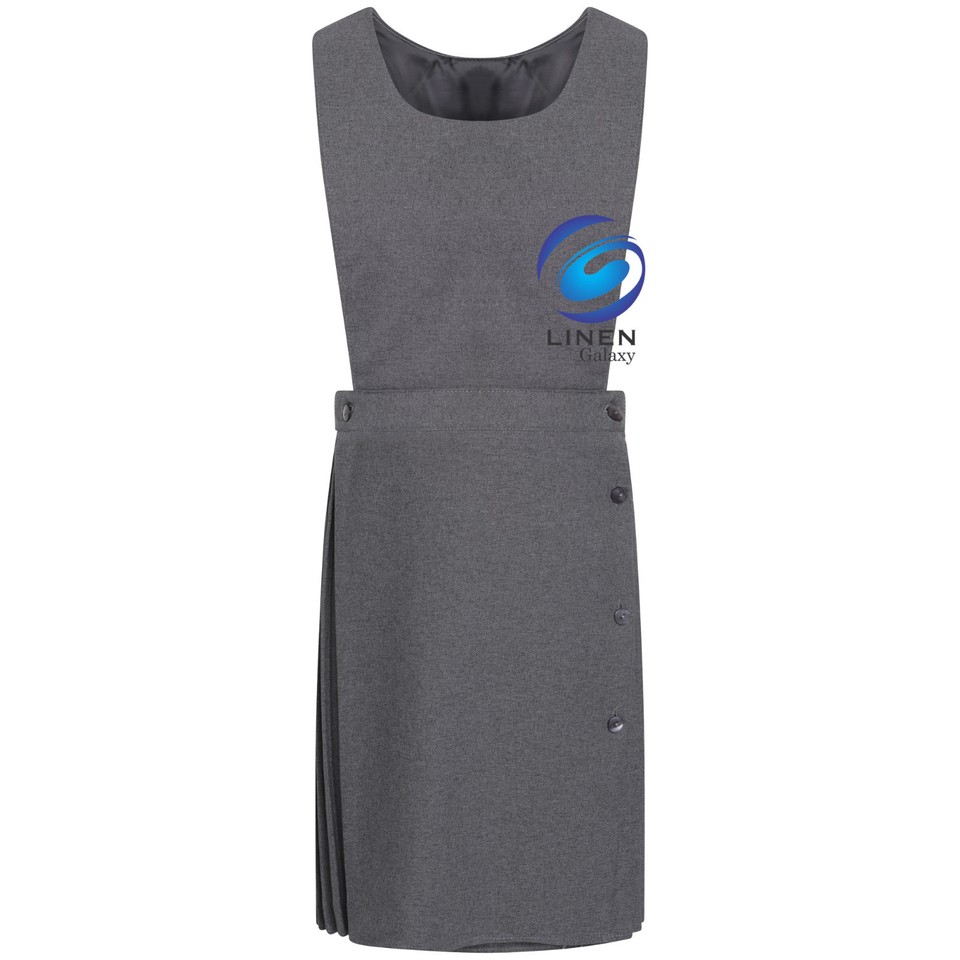 Kids Girls School Uniform Bib Pinny Pinafore Dress Pleated Sides | eBay UK