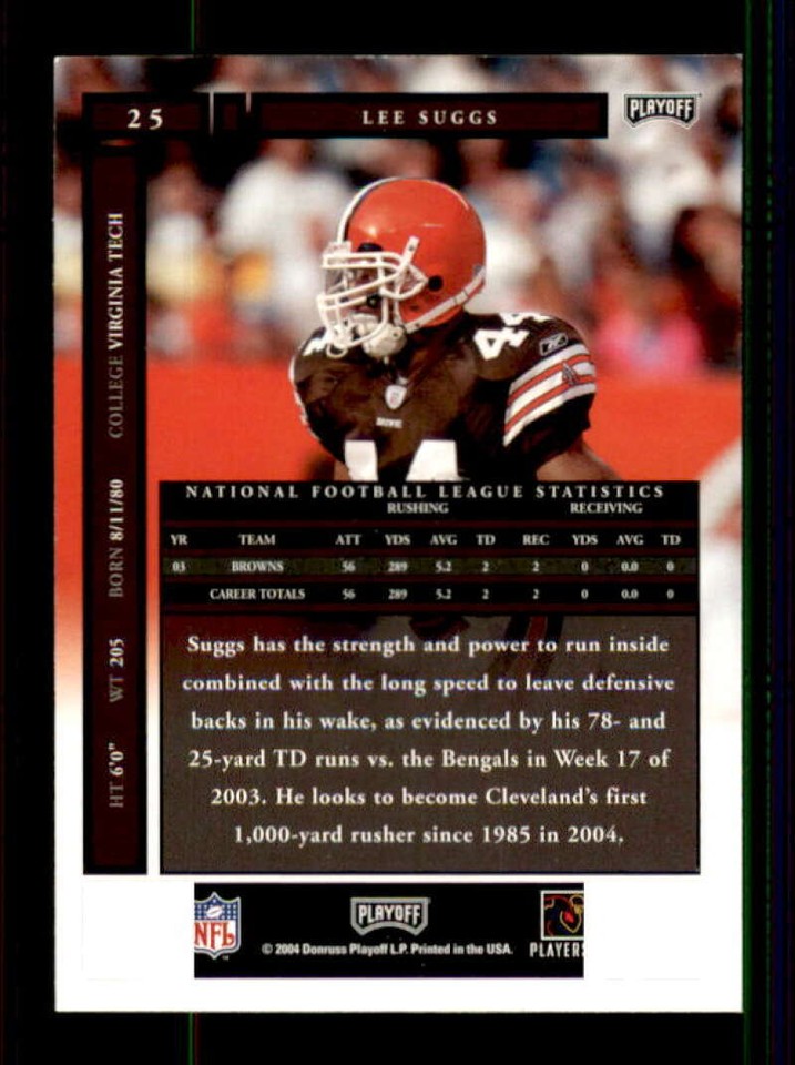2004 Playoff Honors #25 Lee Suggs Browns 238327 | eBay