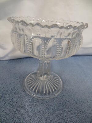 Vintage EAPG National Glass Clear Pressed Pattern Glass Compote - Prize ...