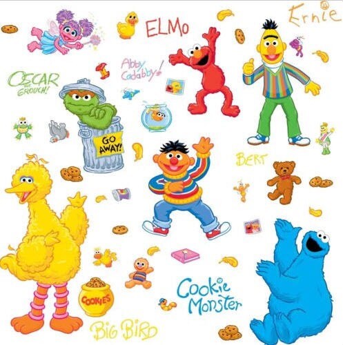 SESAME STREET Wall Decals Elmo, Cookie Monster Stickers Kids Baby ...