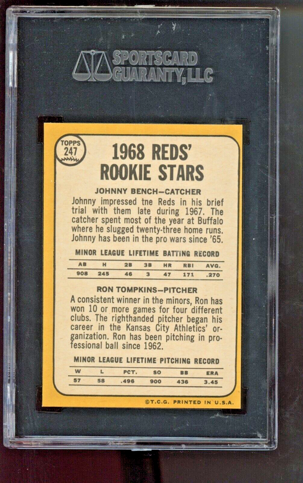 1968 Topps Johnny Bench Rookie RC Reds #247 HOF SGC 5 EX | eBay