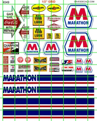 4049 DAVE'S DECALS HO SCALE MARATHON STATION GAS OIL MIXED SET WITH ...