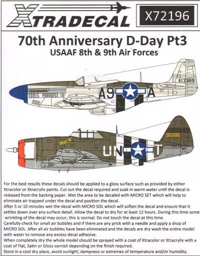 Xtradecal 1/72 P-51B P-51D C-47 P-47D 70th Anniversary D-Day Pt 3 USAAF ...