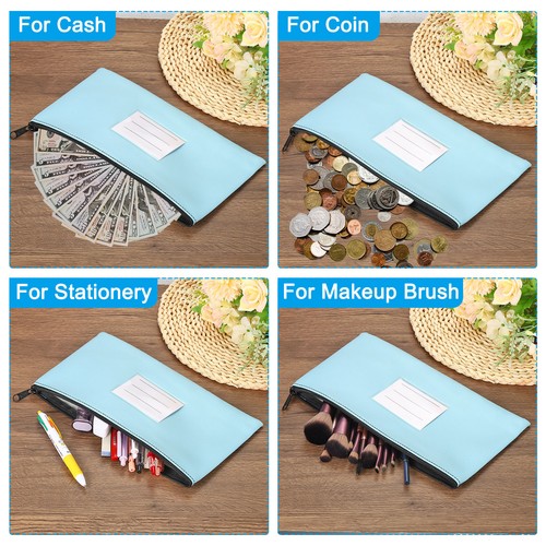 Money Bank Deposit Bag with Zipper Set, 2pcs Cash Pouch with Window ...