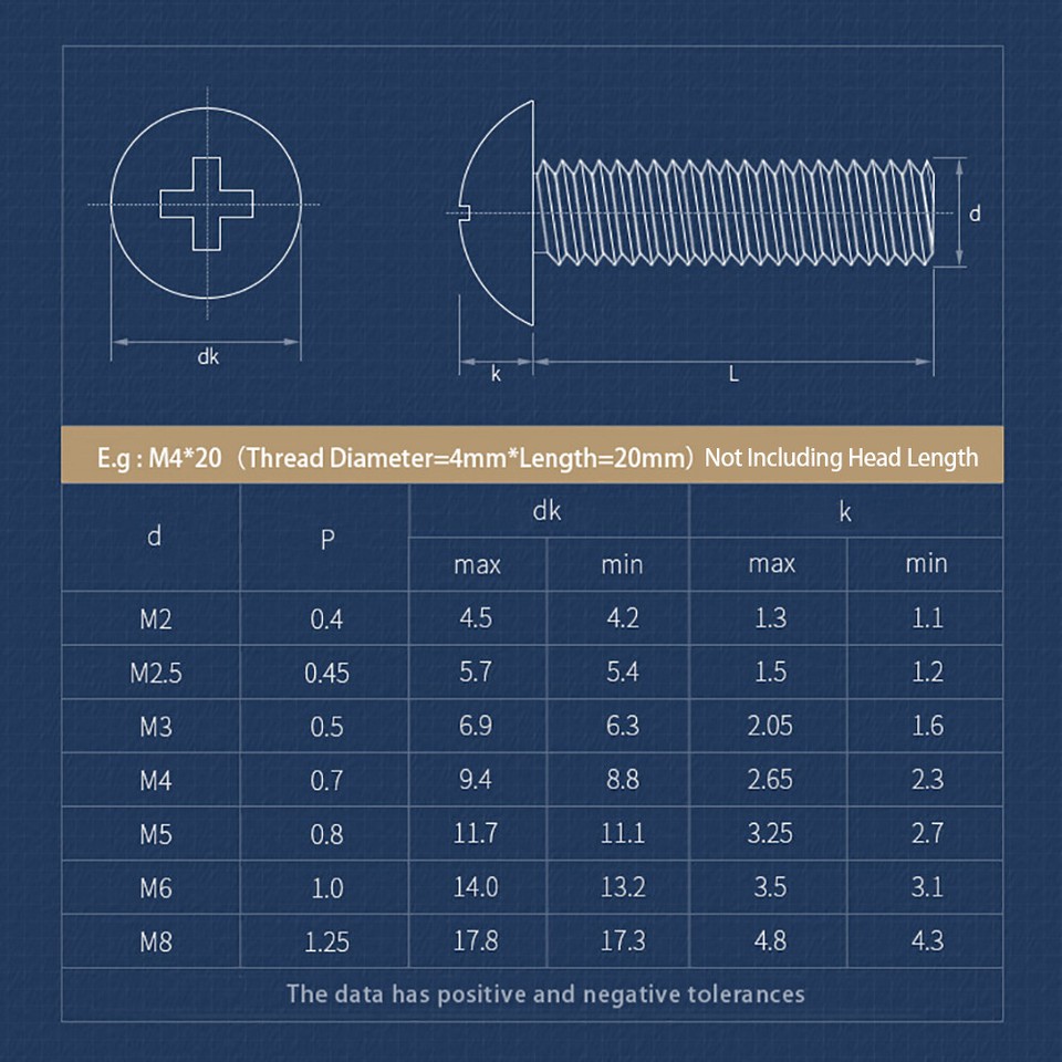M2 M2.5 M3 BUTTON HEAD SCREWS, PHILLIPS TRUSS HEAD DOME BOLT STEEL ...