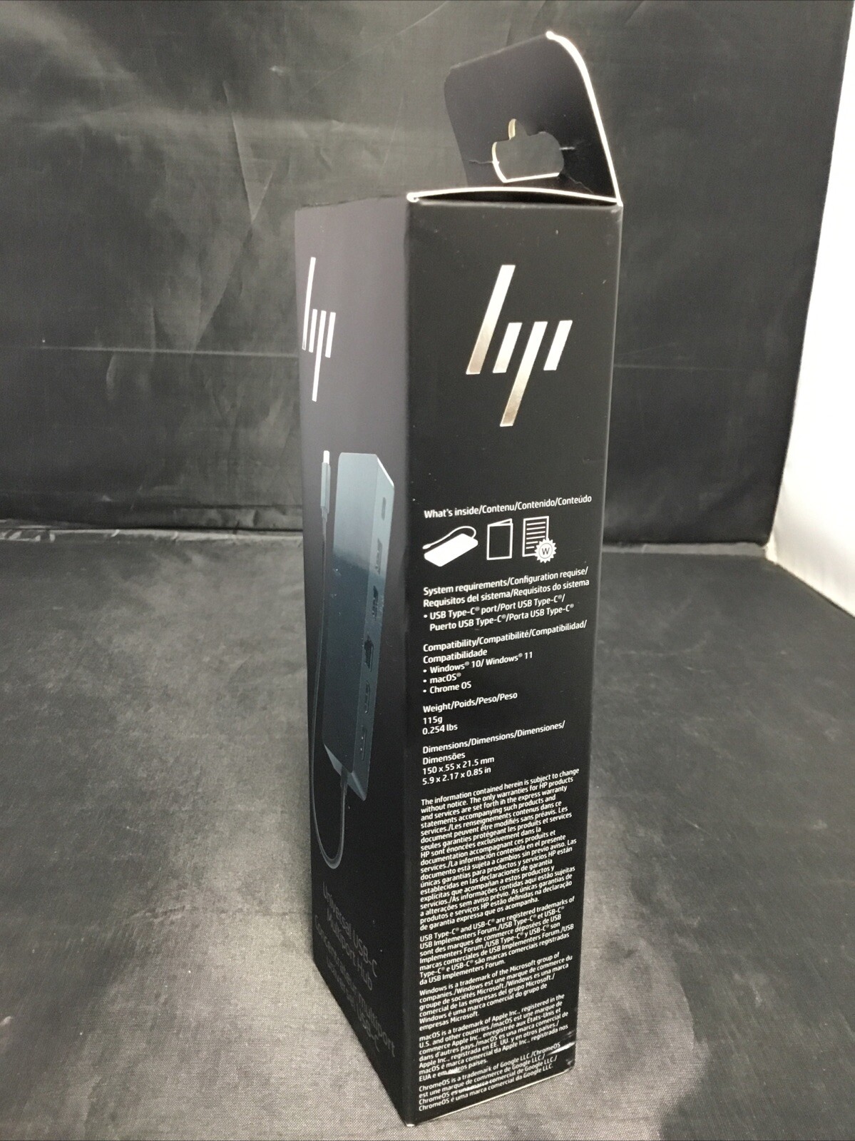 Authentic HP Universal USB-C Multi-Port Hub 50H98AA#ABL (Black) for ...