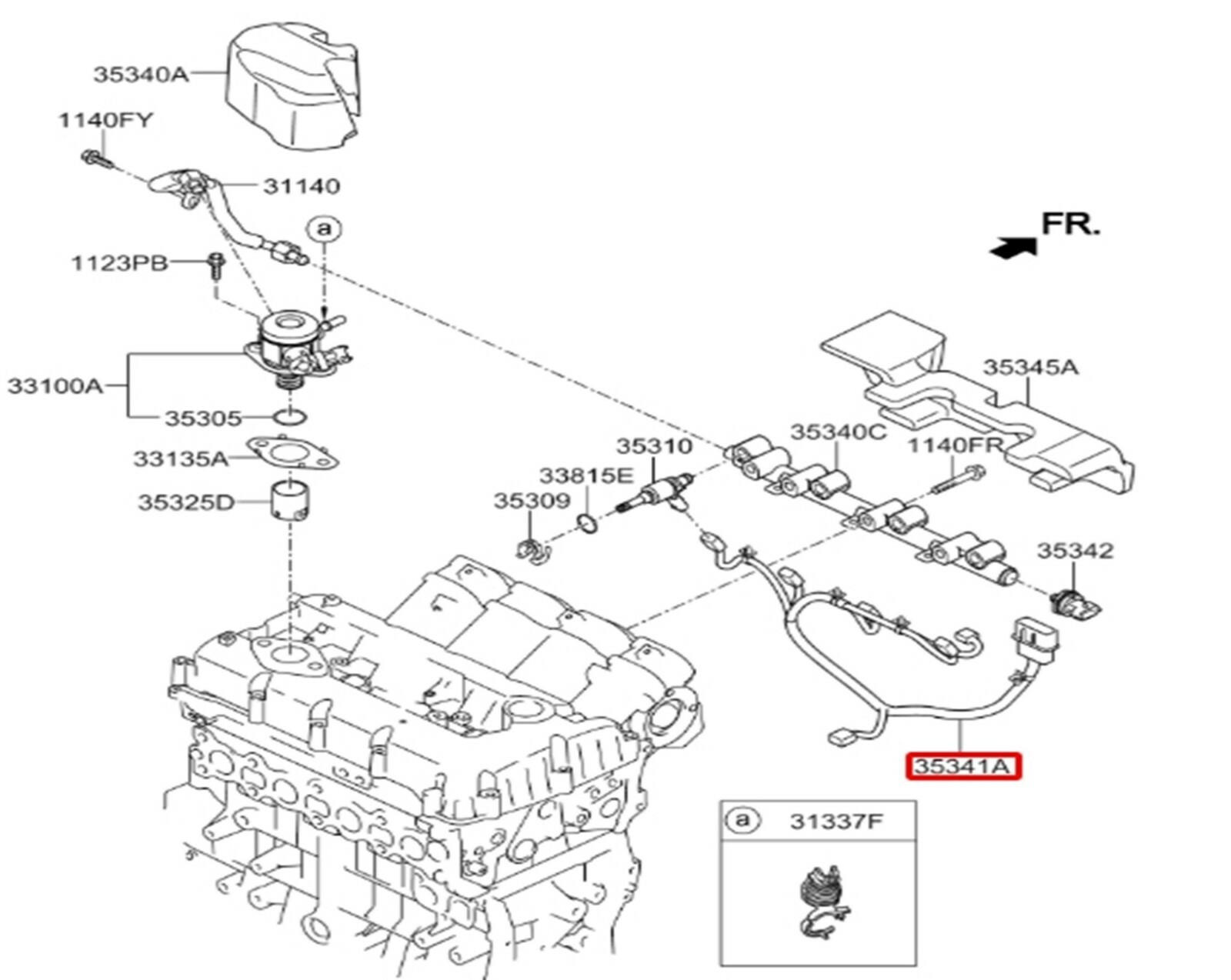 Hyundai Sonata i45 Tucson Santa Fe OEM Injector & High Pressure Sensor ...