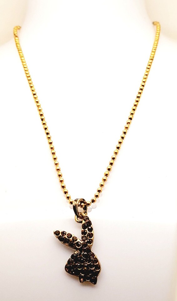 brown rabbit face Pendant antique gold tone Ball Chain Necklace Unisex ...