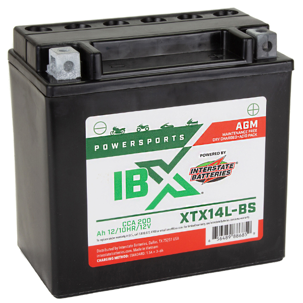 Interstate Batteries YTX14L-BS 12V 12Ah AGM Motorcycle & Powersports ...