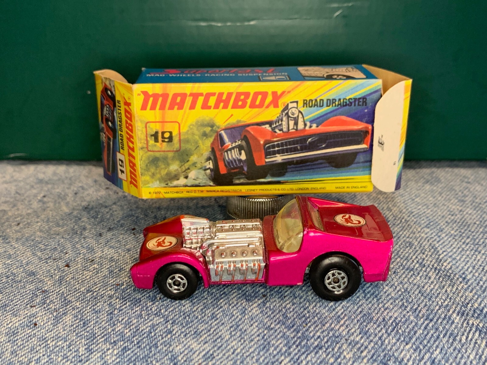 Matchbox Superfast 19, Road Dragster, Magenta, Scorpion Decals ...