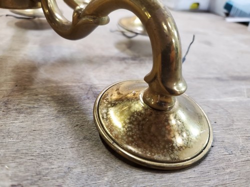 Vintage Chandelier Sconce Parts, 5 Arms Bobesches Hub, Cast Brass, 12 ...