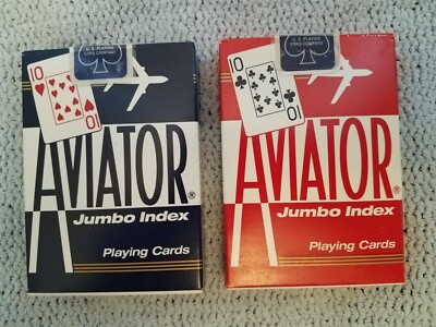 Vintage Aviator Jumbo Index Playing Cards 2 Decks Red and Blue NEW Made ...