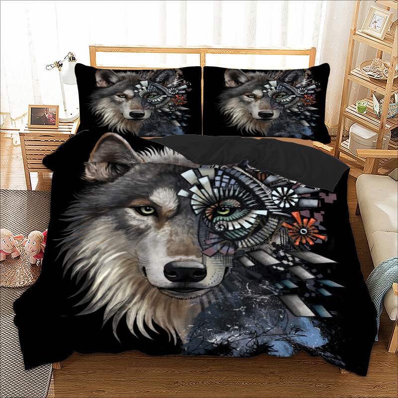 Wolf Dragon Quilt Duvet Doona Cover Set Single/Double/Queen/King Size ...