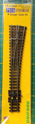 N Scale PECO Streamline SL-U395F Medium Radius Right Hand Turnout Code ...