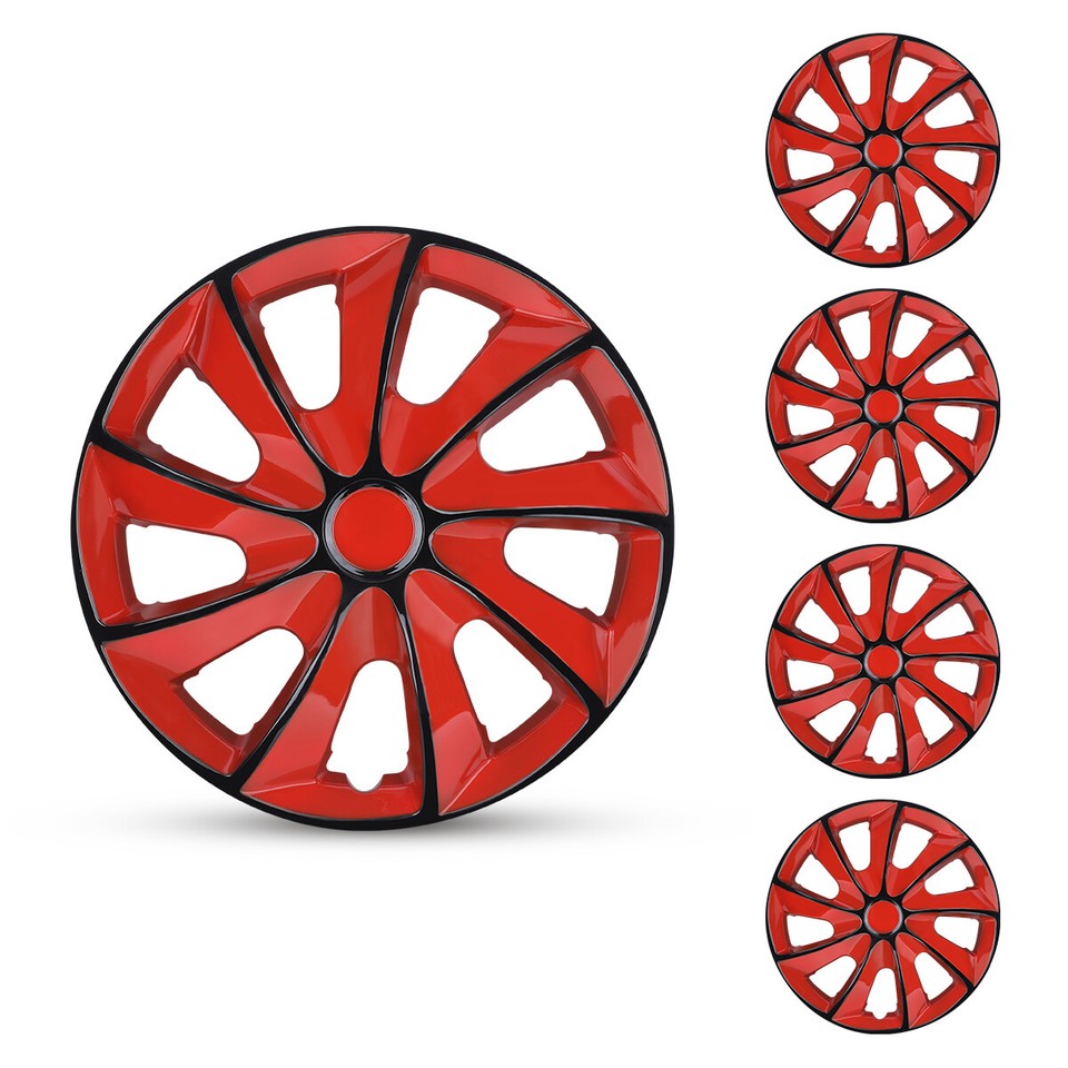 14" 4 Pack Red Wheel Covers Snap On HubCaps For Nissan NV200 Versa ...
