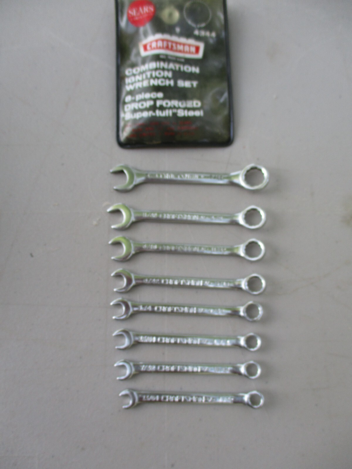 Craftsman 8 Piece Combination Ignition Wrench Set USA Sears 9 4344 SAE ...