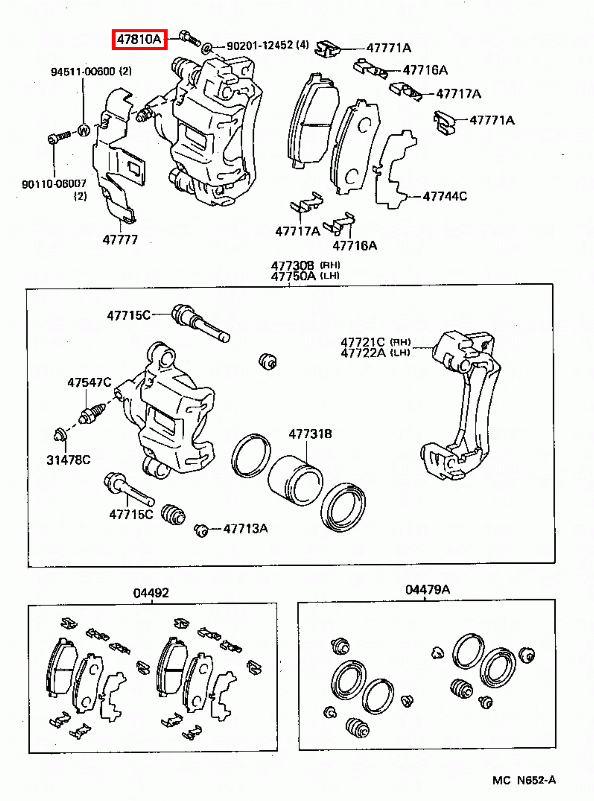 Genuine Hilux Surf VZN215 VZN210 TRN215 Rear Brake Caliper Mount Bolt ...