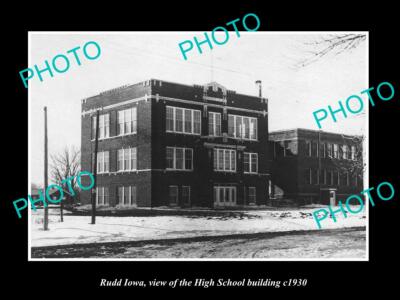 OLD 8x6 HISTORIC PHOTO OF RUDD IOWA VIEW OF THE HIGH SCHOOL BUILDING ...