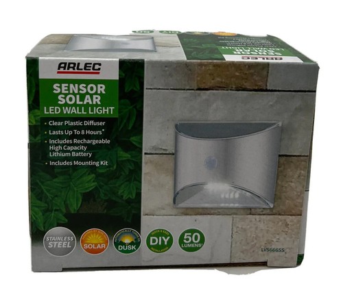 Arlec Sensor Solar LED Wall Light LVS666SS 50 Lumen | eBay Australia