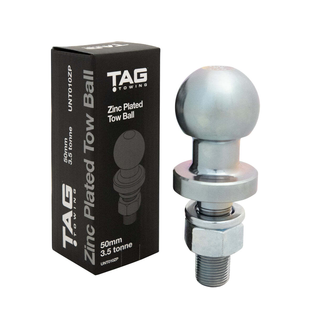 TAG Zinc Plated Tow Ball - 50mm, 3.5 tonne Towing Towbars Trailer ...