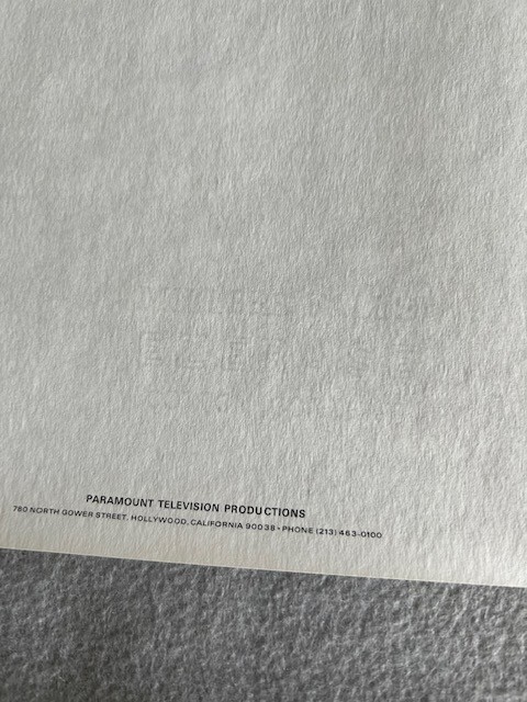 Star Trek Authentic Paramount Production Unused Stationery Cover Sheet ...