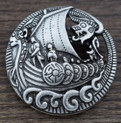 VIKING NORDIC SAILING BOAT SHIP SAIL LONGSHIP BROOCH DRAGON LAPEL PIN ...