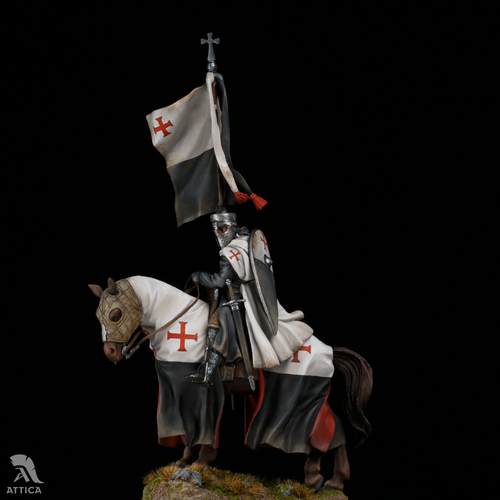 Templar Knight with Baucant 1200-1230 Painted Tin Toy Miniature Pre ...