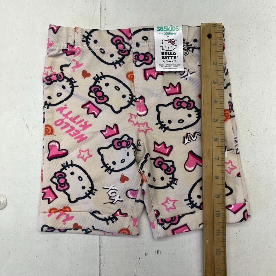 365 Kids Garanimals Beige Hello Kitty Print Chino Shorts Girls Size 5 ...