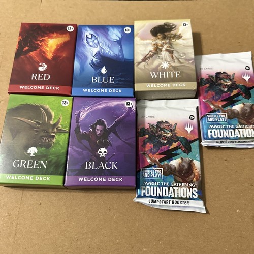 MAGIC THE GATHERING MTG 2024 WELCOME DECK SET OF 5 plus Booster Packs ...