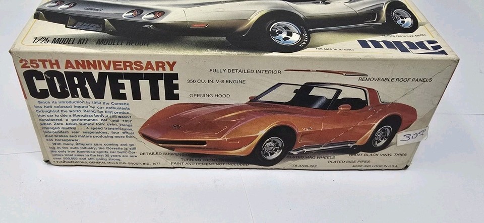 Vintage MPC 25th Anniversary CORVETTE Special Edition 1/25 Model Kit ...