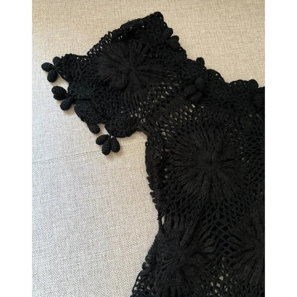 Vintage Galliano Off Shoulder Dress Black Crochet Semi Sheer Beachwear ...