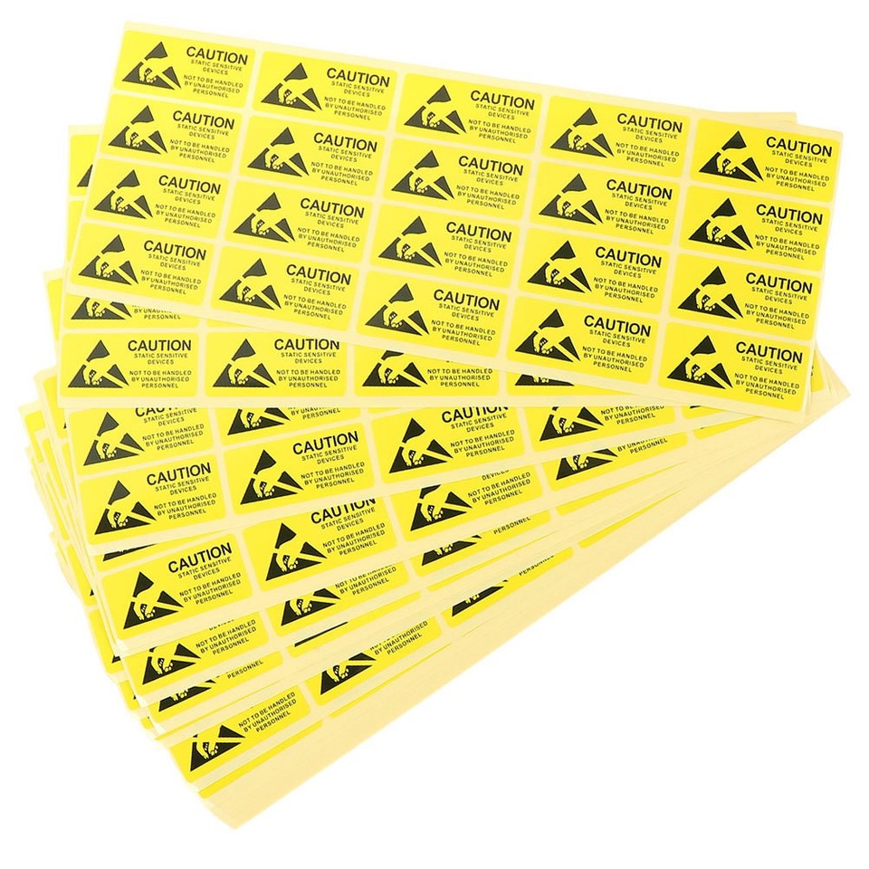 500 Pcs Electrostatic Warning Sticker Label Self Adhesive Static Decals ...