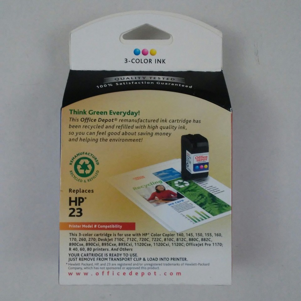 3 Color Ink Office Depot Replaces HP 23 Remanufacturing Ink Cartridge ...