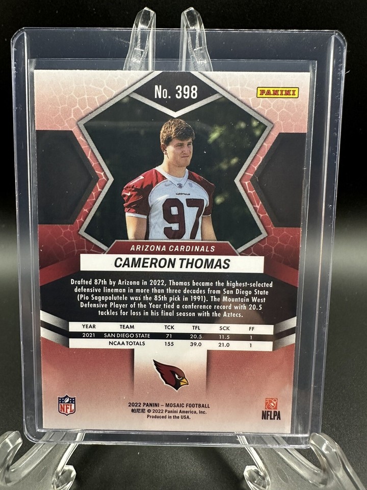 2022 Panini Mosaic Rookie Cameron Thomas RC Arizona Cardinals #398 | eBay