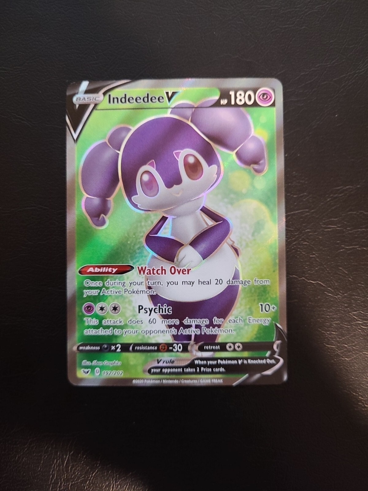Pokémon TCG Indeedee V Sword & Shield Base Set 192/202 Holo Full Art ...