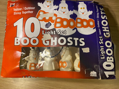 Halloween 10 Boo Ghost Blinking Indoor String Light Blow Mold Set ...