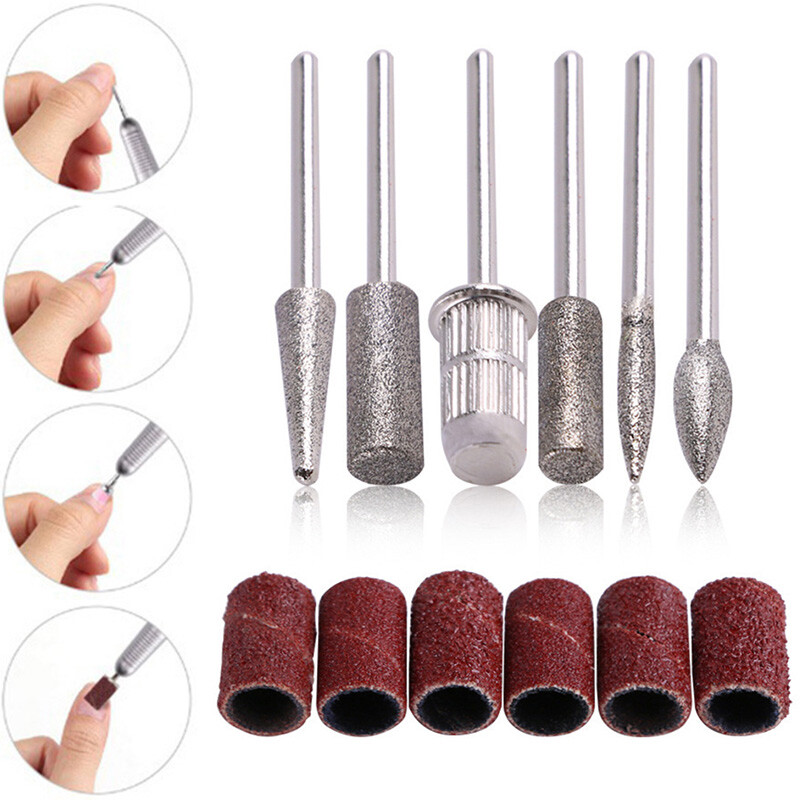 6PCS Nail Drill Bit Rotery Electric Milling Nail Buffing Nail Polish ...