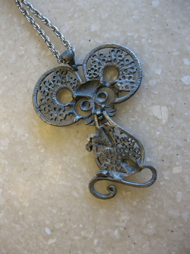 Adorable Large Fanciful Articulated Pewter Mouse Pendant on 24” Chain ...