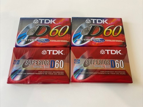4 NEW SEALED Cassette Tape TDK Superior D60 Minute Blank High Output ...