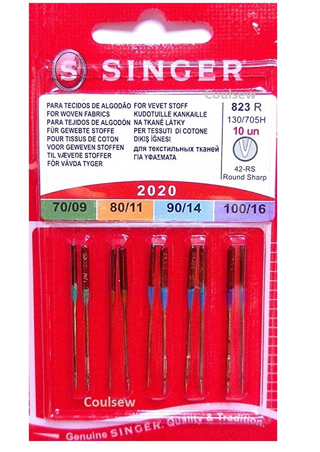 10 GENUINE SINGER SEWING MACHINE STANDARD NEEDLES MIXED SIZES 66k 99k ...