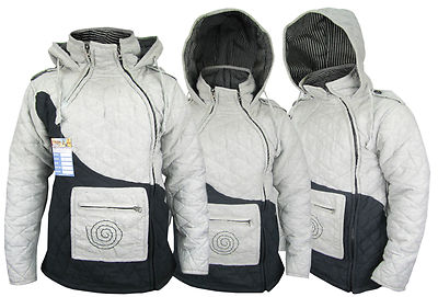 Quilted Hemp Cotton Line Side Zip Jackets Warm Puffer Vintage Jumper ...