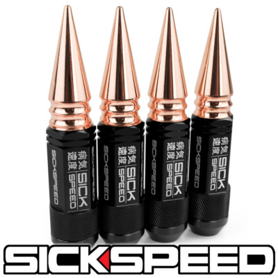 SICKSPEED 4PC BLACK / ROSE GOLD SPIKED 108MM 3PC LUG NUTS POLARIS ATV 3 ...